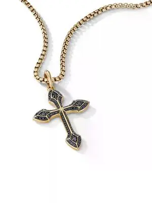 David Yurman 18kt Yellow And Black Diamond Gothic Cross Amulet - Gold