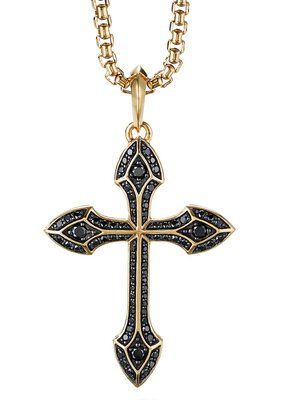 David Yurman David Yurman 18kt Yellow Gold And Black Diamond Gothic Cross Amulet Silver