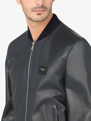 Dolce & Gabbana Logo-plaque Leather Bomber Jacket