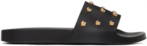 Versace Versace Black Leather Medusa Stud Slides Complete Price
