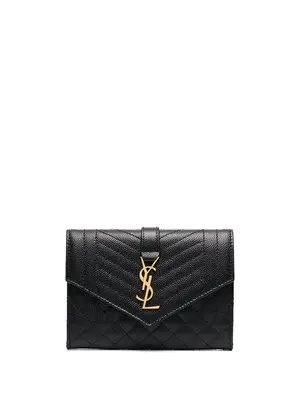 Saint Laurent Pebbled Envelope Cardholder - Black