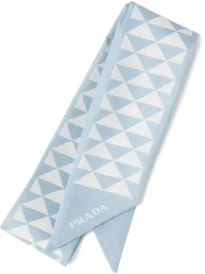 Prada Triangle-logo Twill Scarf - Blue