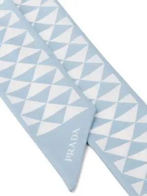 Prada Triangle-logo Twill Scarf - Blue