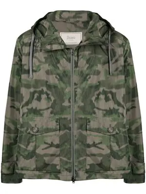 Herno Camouflage Print Hooded Jacket