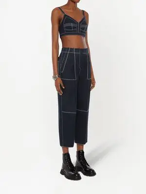 Alexander McQueen Contrast-stitch Cropped Top