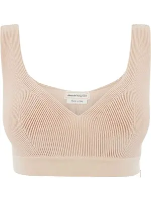 Alexander McQueen Ribbed Knit Cropped Top