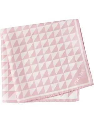 Prada Triangle-logo Twill Scarf - Pink