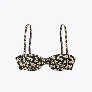 Tory Burch Balconette Bikini Top Black Little Leaves