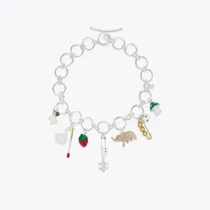 Tory Burch Curiosity Charm Necklace - Light Silver / Multi