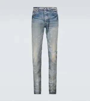 Amiri Bandana Slit Knee Jeans - Blue | Editorialist