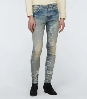 Amiri Bandana Slit Knee Jeans - Blue | Editorialist