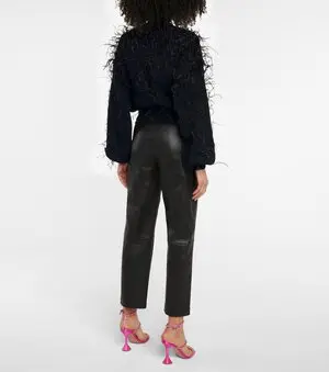 Attico Feather-trimmed Wool Cardigan