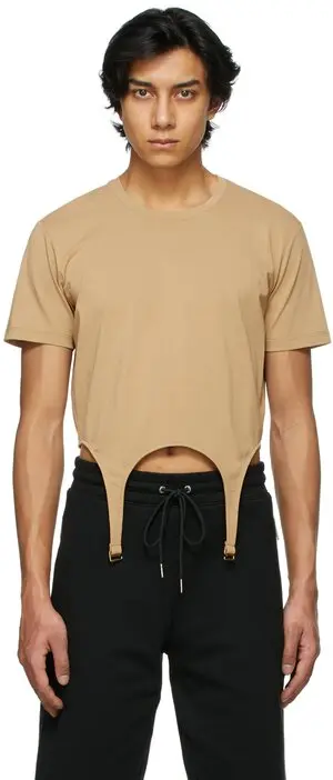 Dion Lee White Cotton Garter T-Shirt In Timber - 34% Off