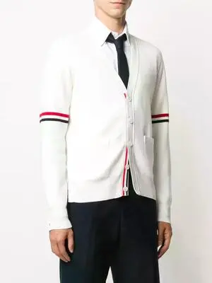 Thom Browne Tricolour 4-bar Cardigan - White