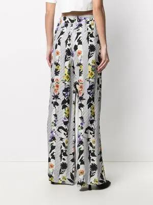 Off-White Floral-print Palazzo Pants - Grey