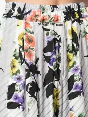 Off-White Floral-print Palazzo Pants - Grey