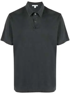 JAMES PERSE Sueded-jersey Polo Shirt - Grey