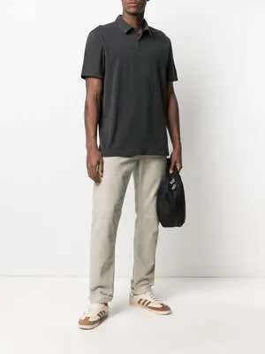 JAMES PERSE Sueded-jersey Polo Shirt - Grey