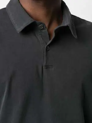 JAMES PERSE Sueded-jersey Polo Shirt - Grey