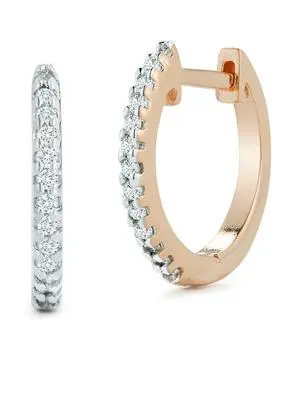 Mateo 14kt Rose Gold 12mm Diamond Huggie Earrings - Pink