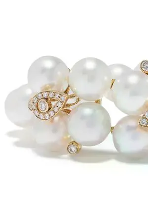 Yoko London 18kt Gold Aurelia South Sea Pearl, Akoya Pearl And Diamond Bracelet - Yellow