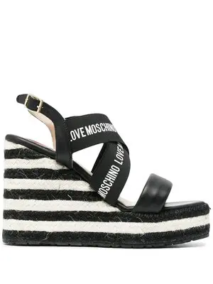 Moschino Striped Wedge Sandals