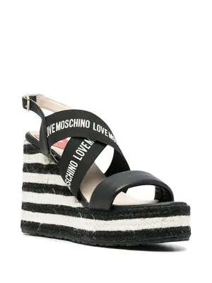 Moschino Striped Wedge Sandals