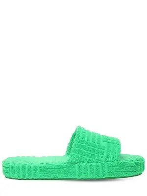 Bottega Veneta Geometric Terrycloth Slide Sandals - Grass