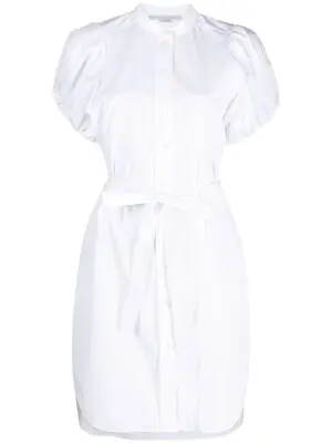Stella McCartney Tied Waist Poplin Shirt Dress - White