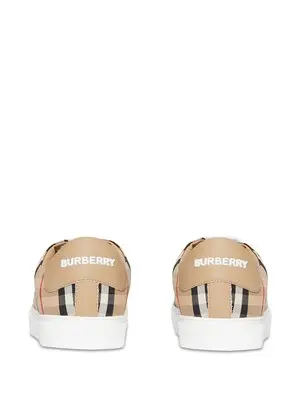 Burberry Check Lace-up Sneakers - Brown