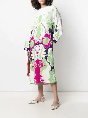 Valentino Garavani Floral Print Silk Midi Dress