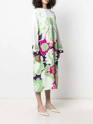 Valentino Garavani Floral Print Silk Midi Dress