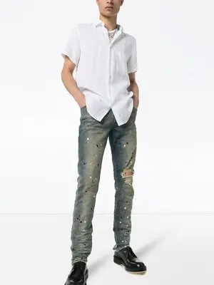PURPLE BRAND Paint Splatter Jeans - Blue