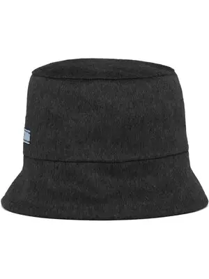Prada Logo Patch Bucket Hat - Black
