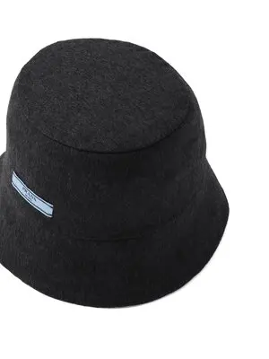Prada Logo Patch Bucket Hat - Black