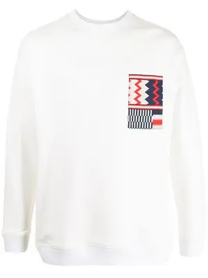 PORTS V Geometric Detail Sweatshirt - White