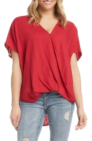Karen Kane Women's Karen Kane Oversize Crossover Top Red