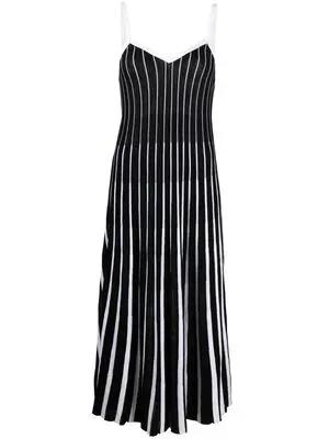 Red Valentino Knitted Striped Midi Dress - Black