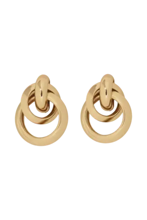 KENNETH JAY LANE Polished Interlock Love Knot Pierced Earrings - Gold
