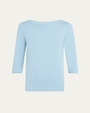 Majestic Filatures Boat-neck Top With 3/4 Sleeves