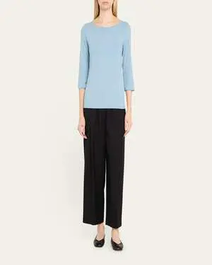 Majestic Filatures Boat-neck Top With 3/4 Sleeves