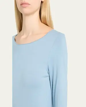 Majestic Filatures Boat-neck Top With 3/4 Sleeves