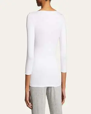 Majestic Filatures Boat-neck Top With 3/4 Sleeves