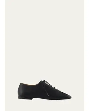 LEMAIRE Leather Lace-up Derby Loafers - Black