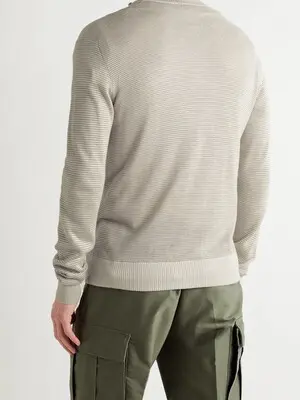 Loro Piana Slim-fit Ribbed Half-zip Sweater