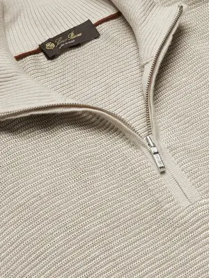 Loro Piana Slim-fit Ribbed Half-zip Sweater