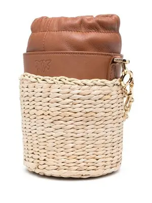 Pinko Raffia Panel Bucket Bag