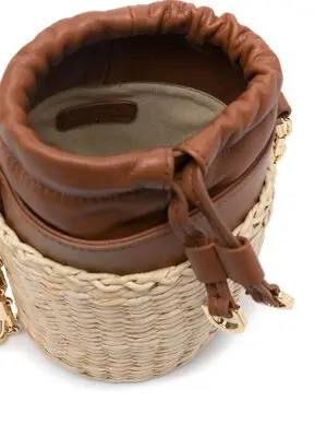 Pinko Raffia Panel Bucket Bag