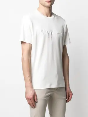 Giorgio Armani Logo-embroidered T-shirt - White