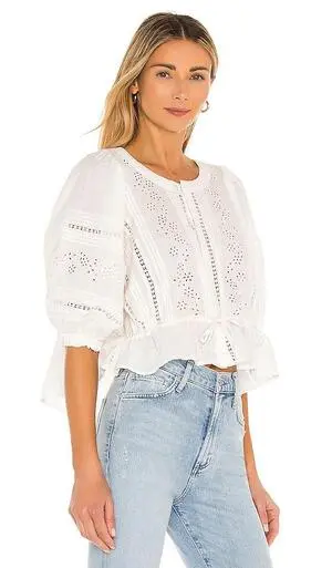 Free People Daisy Chain Eyelet Top In White